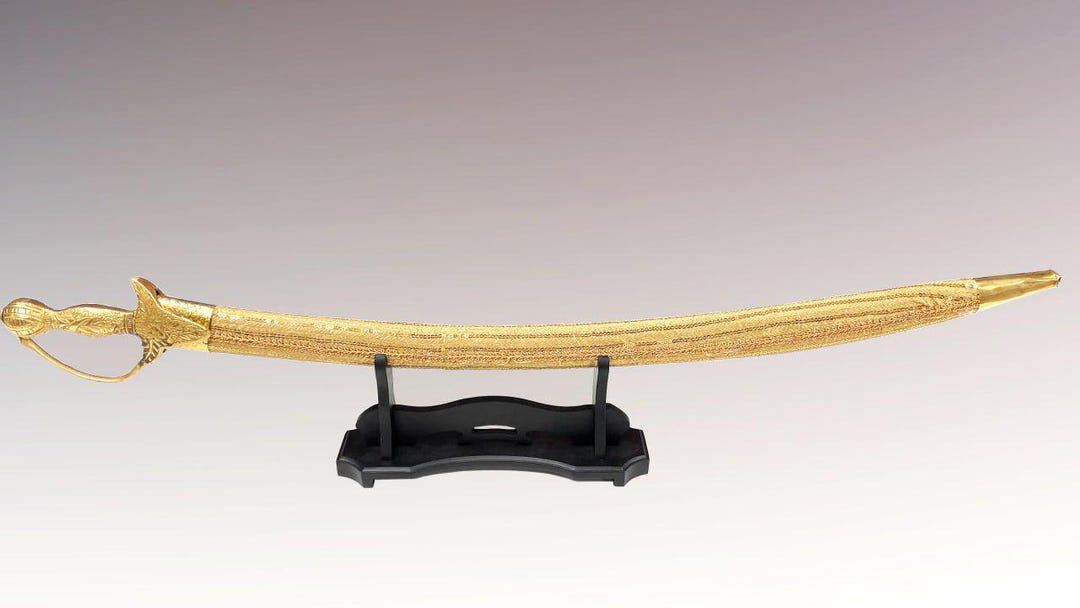 Indian Wedding Decorative Sword/kirpan- Gold Sequin Kirpan With Golden ...