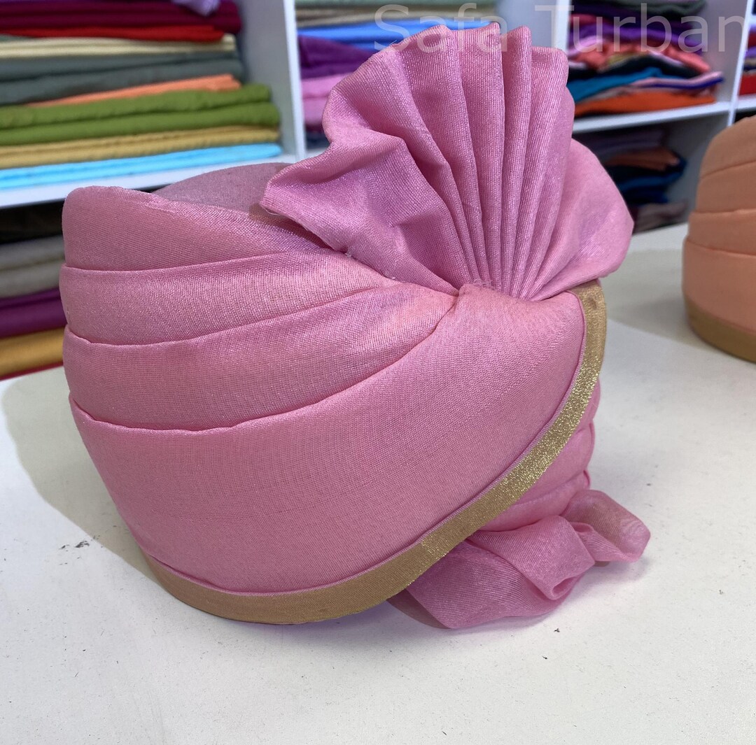 Indian Wedding- Silk Fabric Handmade Safa for Groom in Pink Colour ...