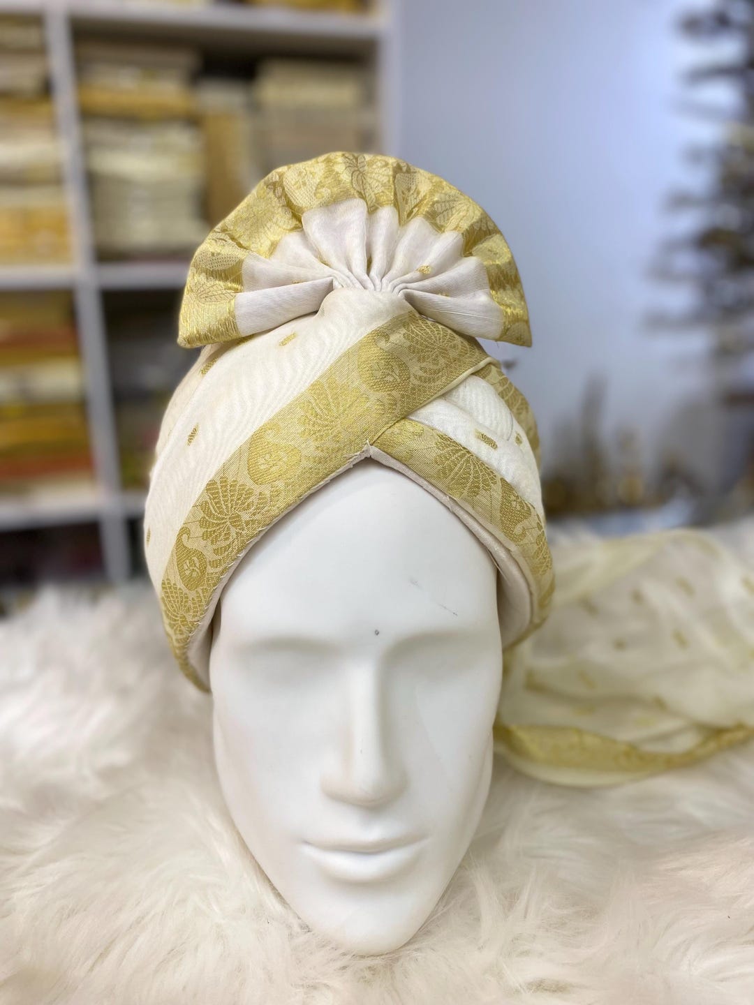 Groom Wedding Turban- Thalapa White Colour Adjustableturban(with Velcro ...