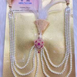Indian Wedding Accessories- Pink Kalgi for Groom Turban/safa With Pearl ...