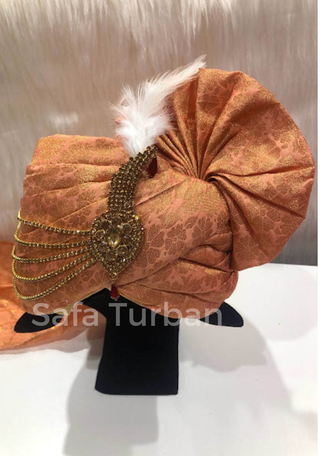 Groom Wedding Turban- Peach Golden Turban- Safa Turban/pagdi/premade ...