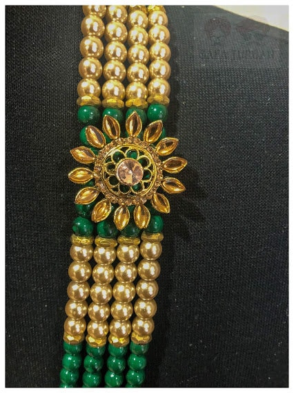 Indian Wedding Pearl Stone & Studded Necklace for Men/Groom | Etsy