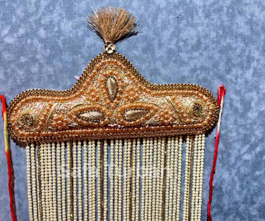 Groom Sehra- Indian Wedding Accessories- Sehra With Golden Chain, White ...