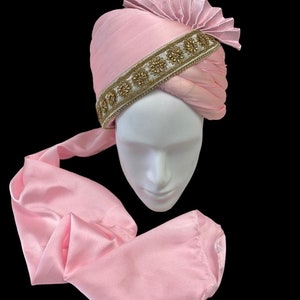 Groom Wedding Turban Silk Satin Fabric Adjustableturbanwith Velcro Safa ...