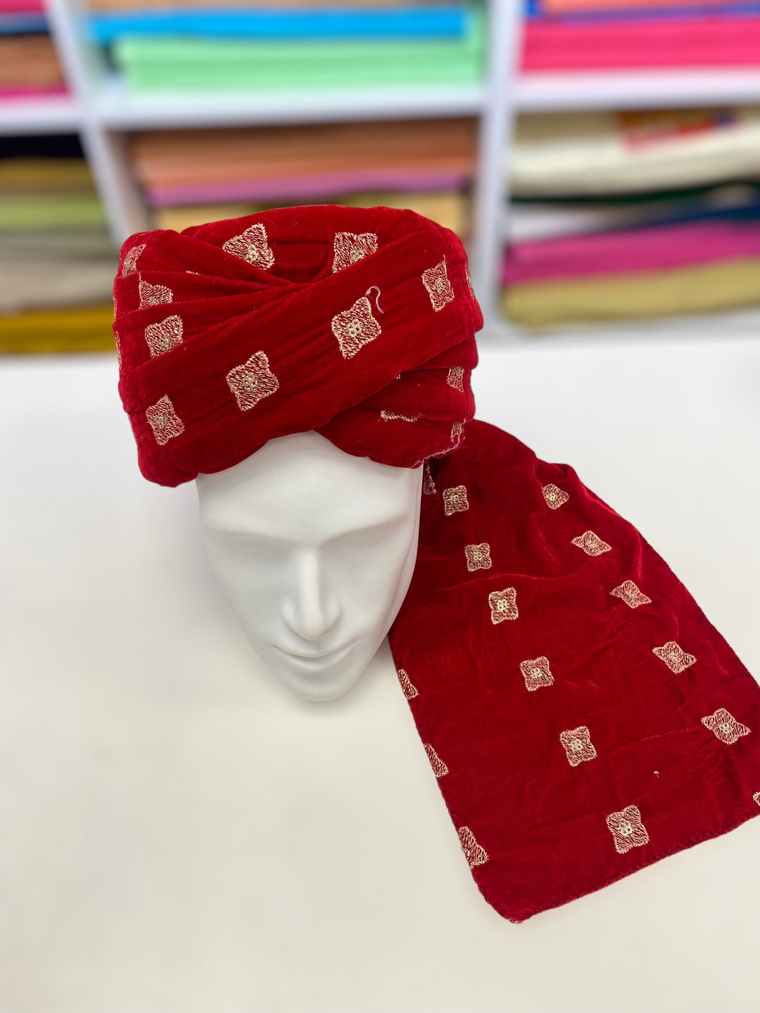 Groom Wedding Turban-red Velvet Turban- Safa Turban/pagdi/premade ...