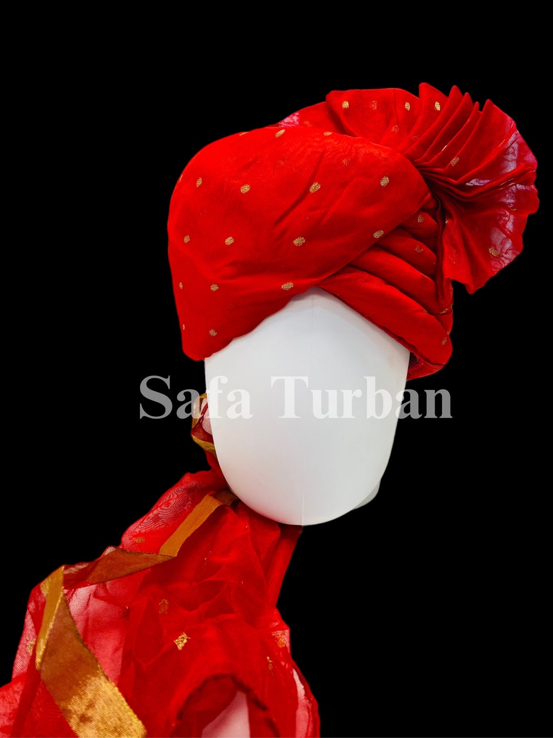Indian Wedding- Silk Fabric Handmade Safa for Groom in Red Colour ...