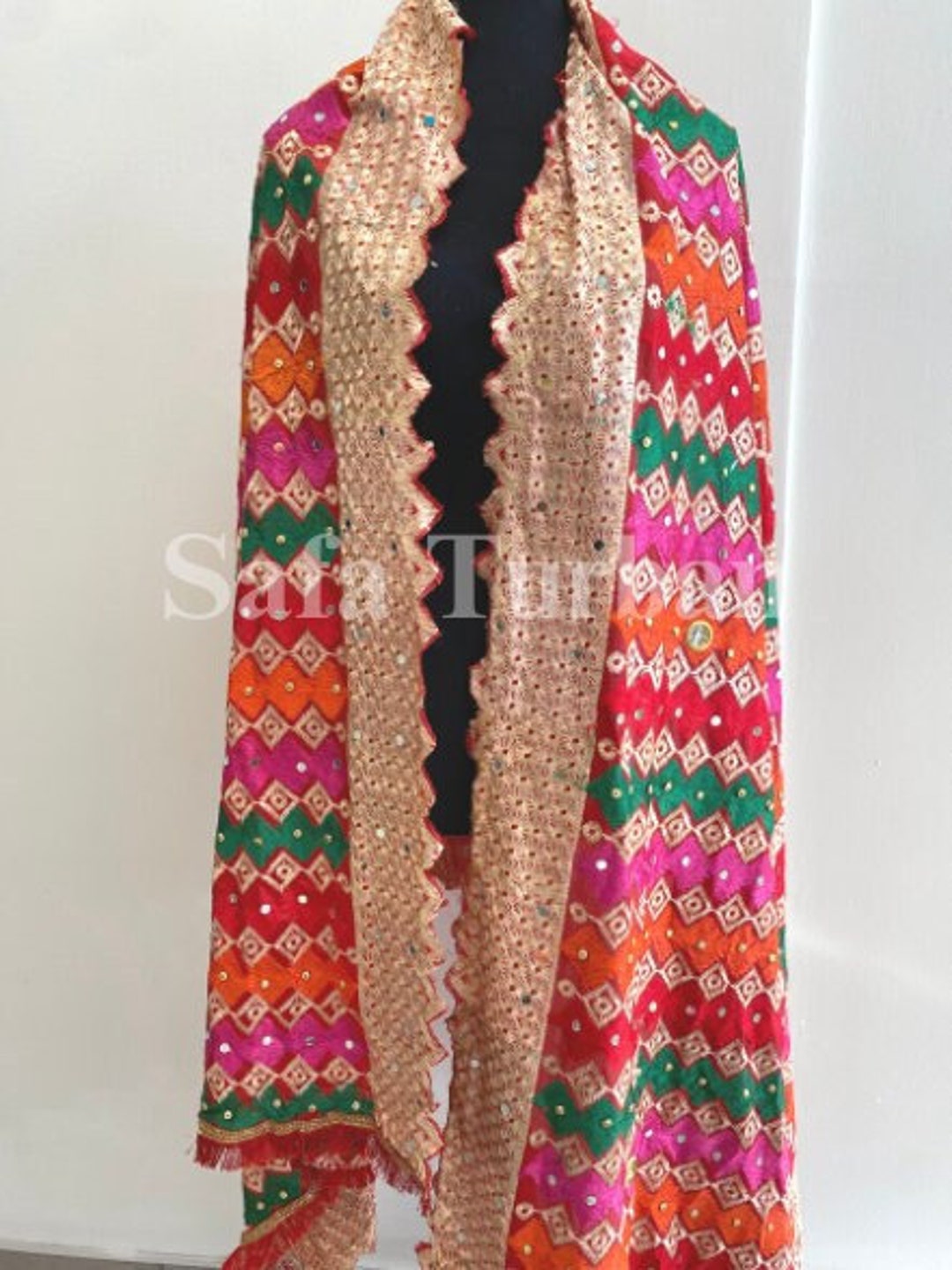 Phulkari Dupatta- Women's Phulkari Dupatta, Scarf, Multicolour Phulkari ...
