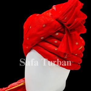 Indian Wedding- Silk Fabric Handmade Safa for Groom in Red Colour ...
