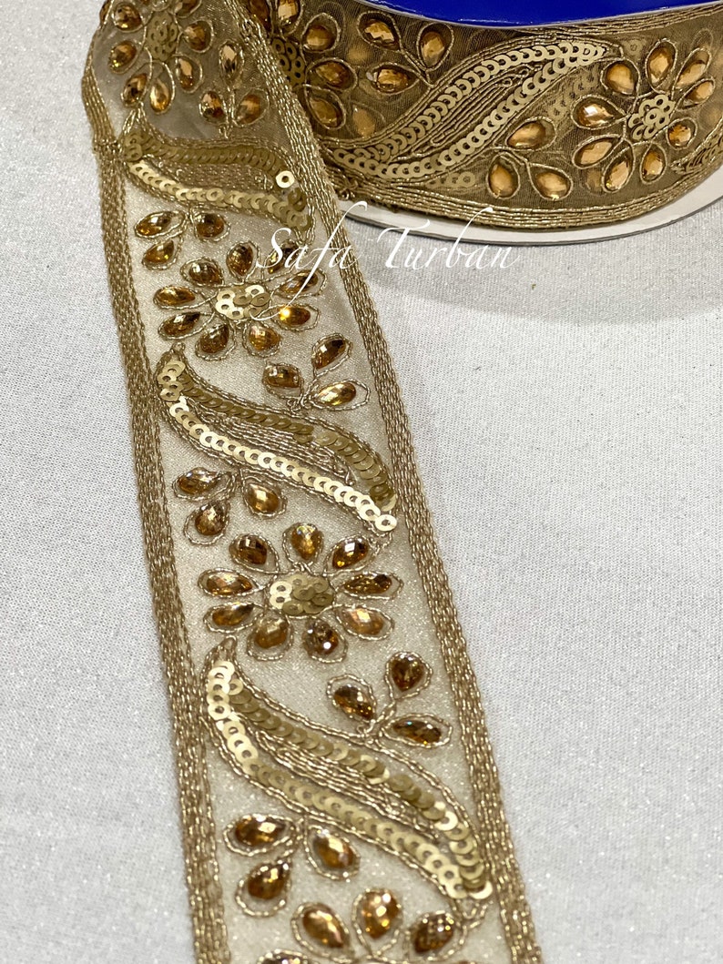 Golden Kundan Lace 2" (inch) for Dresses, Sarees, Lehenga, Suits ...