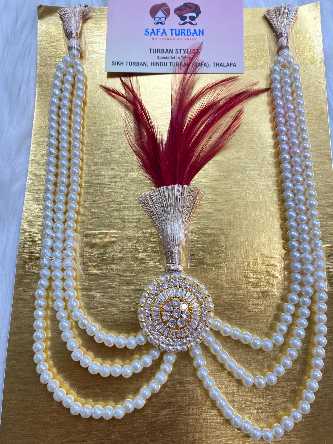 Indian Wedding Accessories- Ad-golden Kalgi for Groom Turban/safa With ...