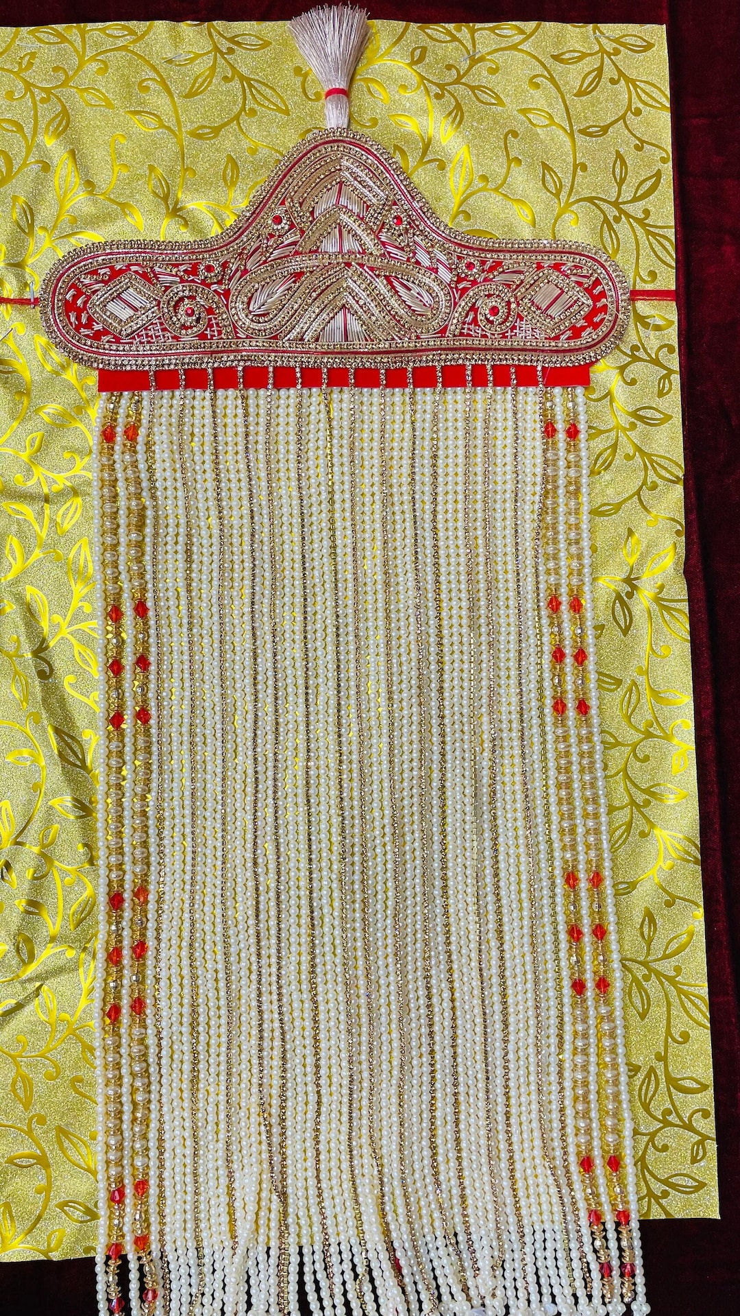 Groom Sehra- Indian Wedding Accessories- Golden/red Sehra With Pearl ...
