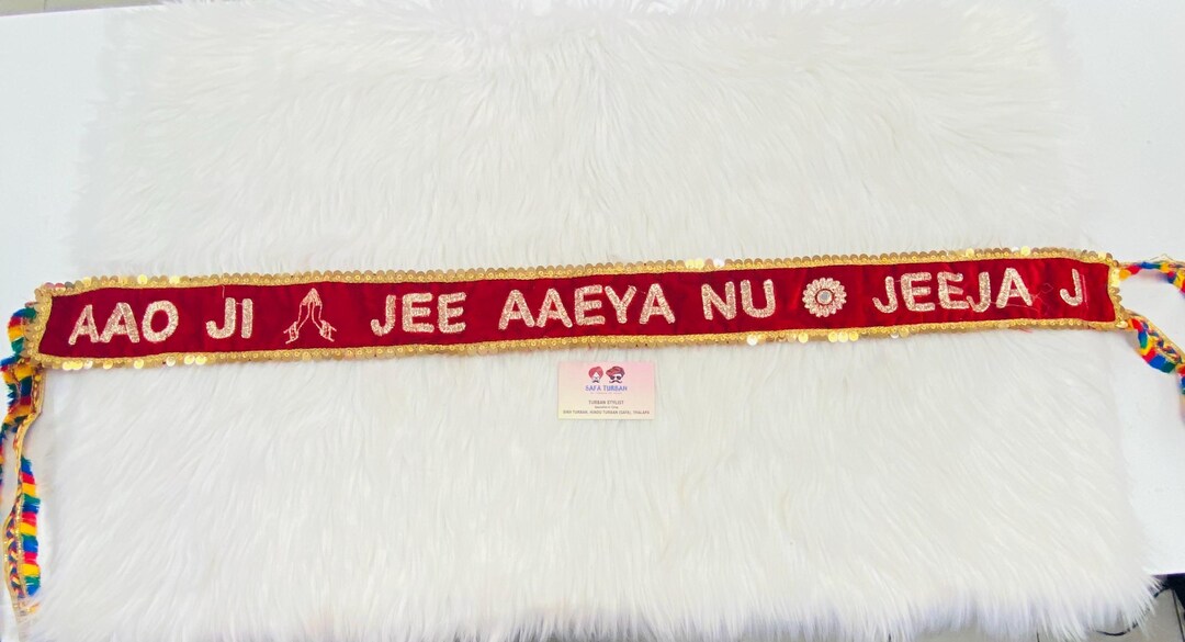 2.5 Meters Custom Wedding Entry Ribbon "aao Ji,jeeja Ji,jee Aaya Nu”ii Indian Groom/bride II ...