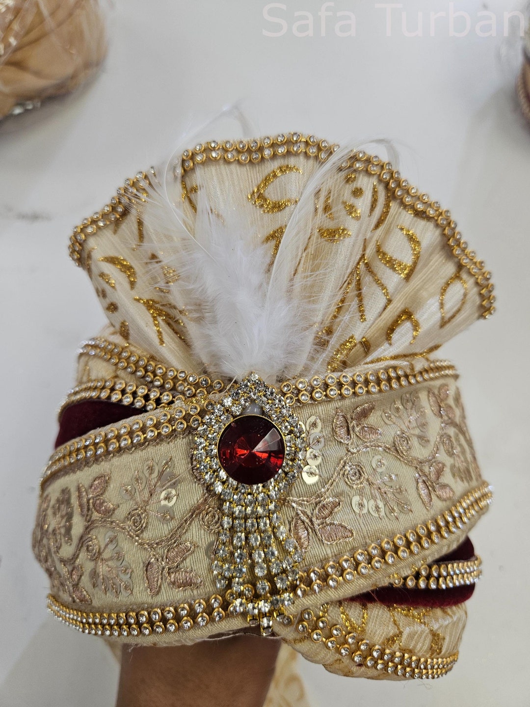 Hindu Wedding- Wedding Turban for Kids, Kids Safa, Safa (beige/golden ...