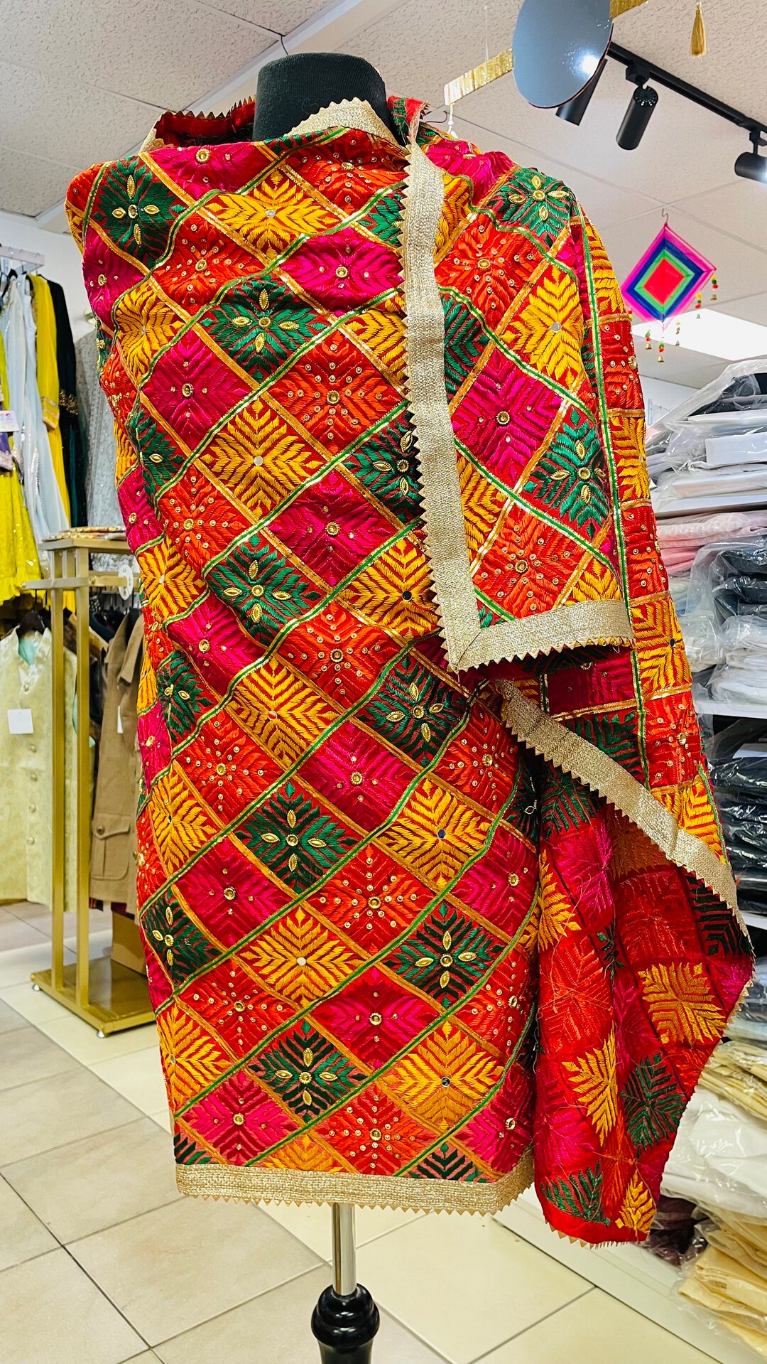 Phulkari Dupatta Women's Phulkari Dupatta, Scarf, Multicolour Phulkari ...