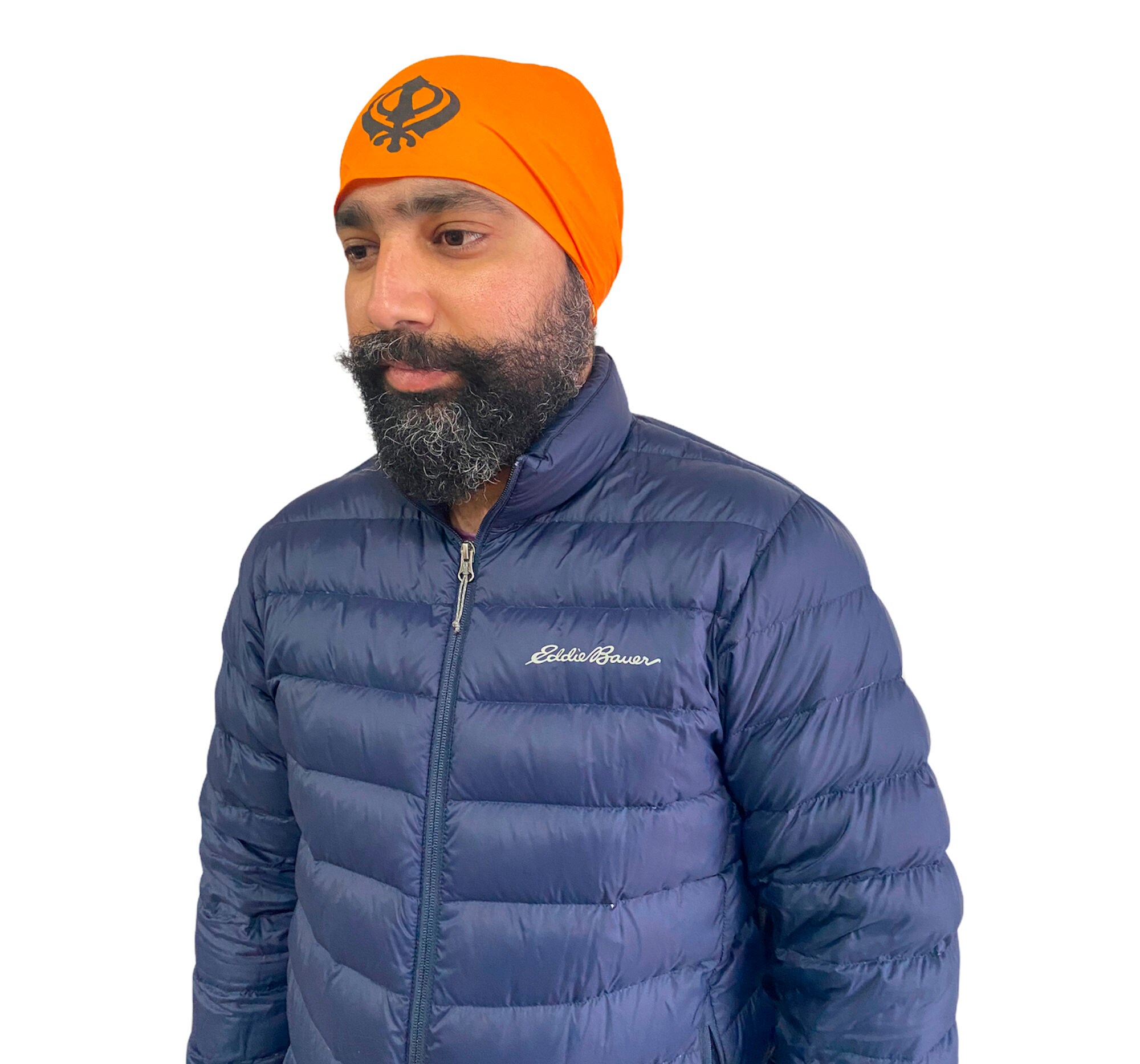 Sikh Patka- Kesari and Blue for Adults (unisex) With Khanda Sign in ...
