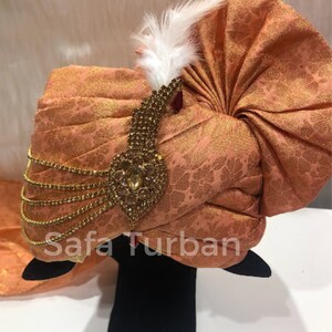 Groom Wedding Turban- Peach Golden Turban- Safa Turban/pagdi/premade ...