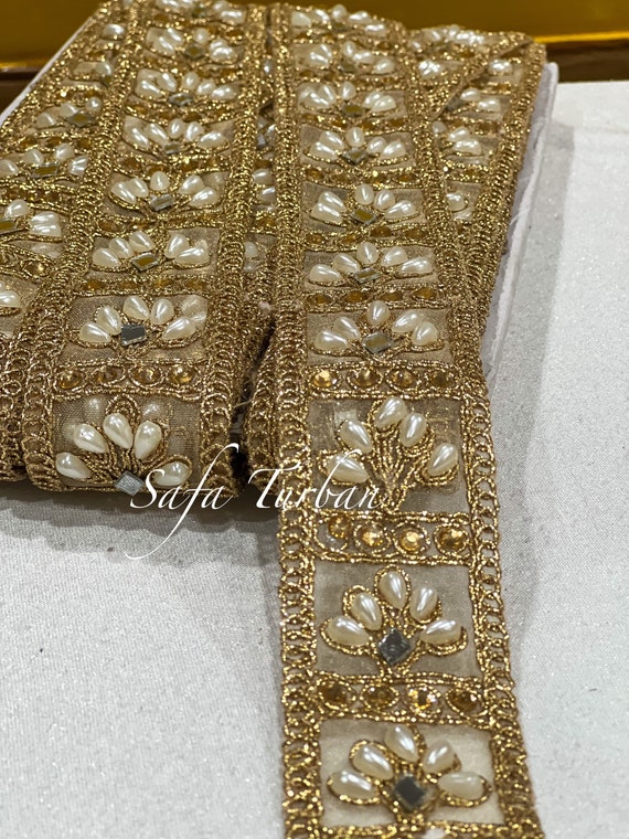 Golden Lace With Pearl Work 1.5 inch for Dresses - Etsy
