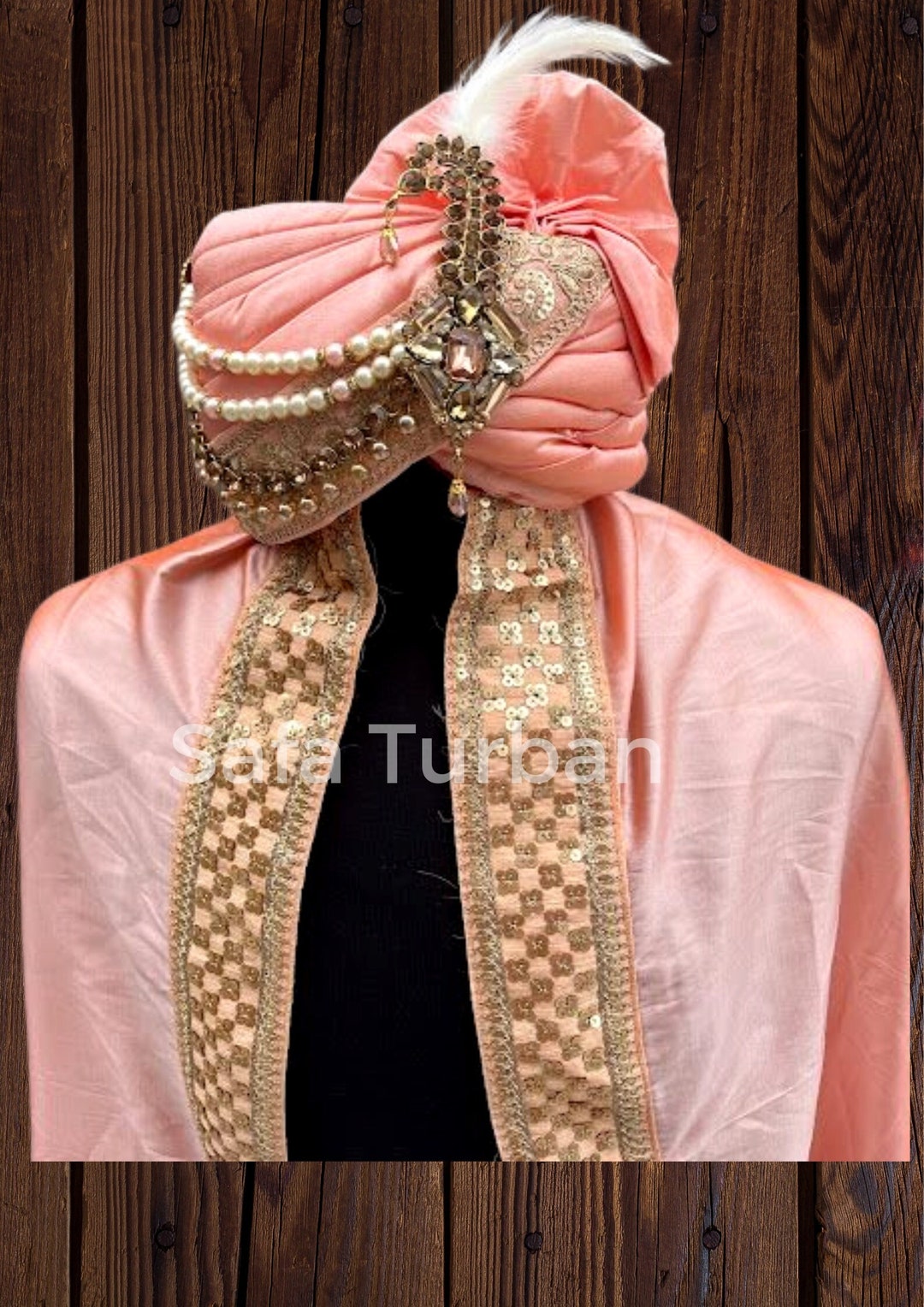 Indian Wedding- Raw Silk Fabric Handmade Safa With Matching Shawl for ...