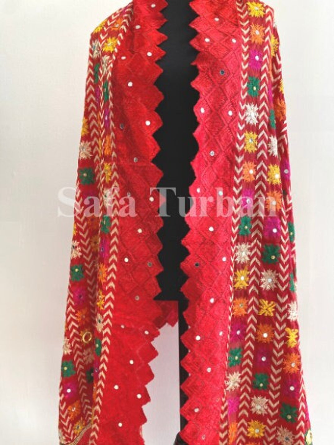 Phulkari Dupatta- Women's Phulkari Dupatta, Scarf, Multicolour Phulkari ...