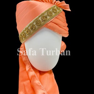 Groom Wedding Turban Silk Satin Fabric Adjustableturbanwith Velcro Safa ...