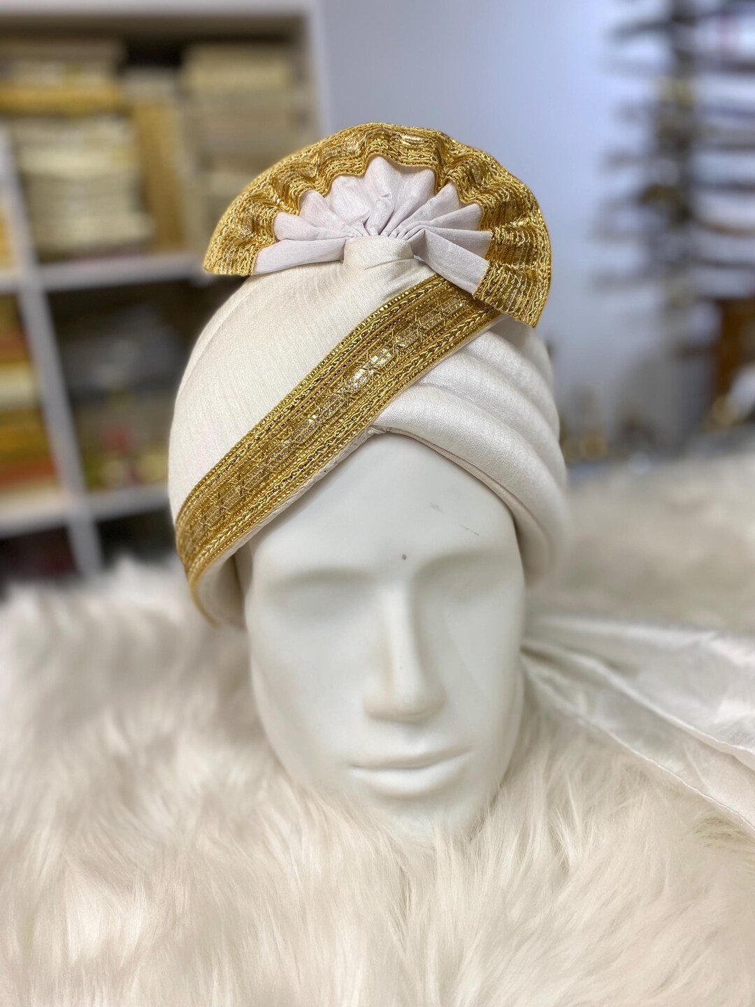 Groom Wedding Turban- White Thalapa- Adjustableturban(with Velcro ...