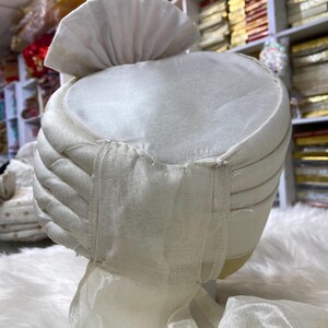 11 Groom Wedding Turban- Cream Chikankari Adjustableturban(with Velcro ...
