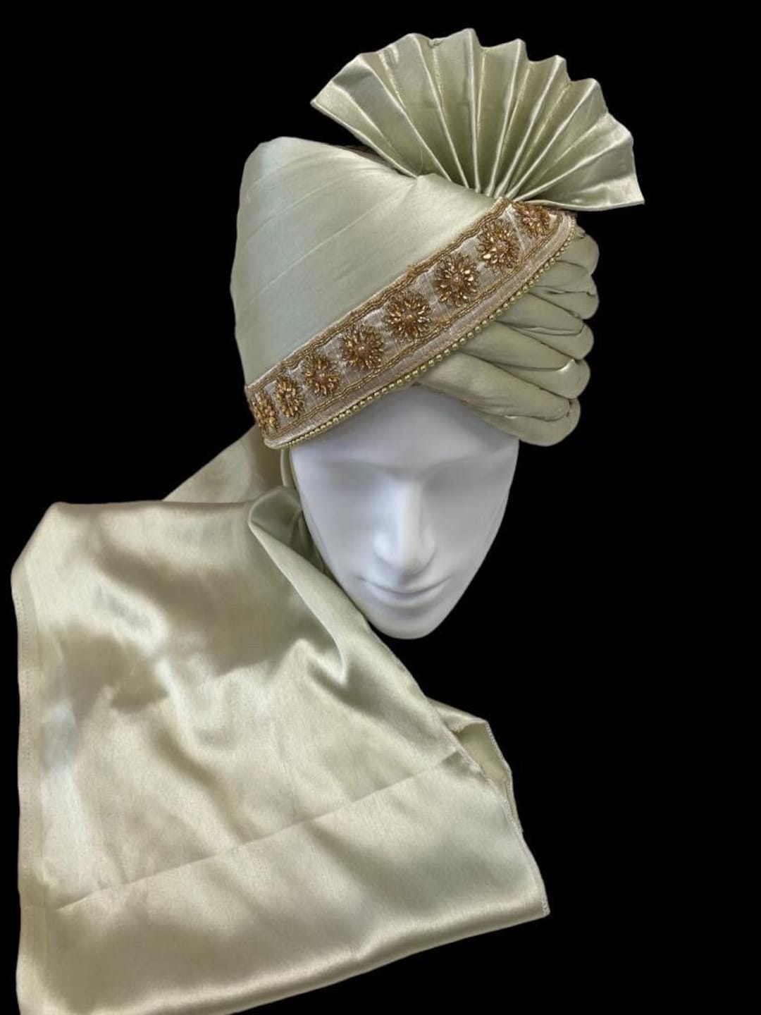 Groom Wedding Turban Silk Satin Fabric Adjustableturbanwith Velcro Safa ...