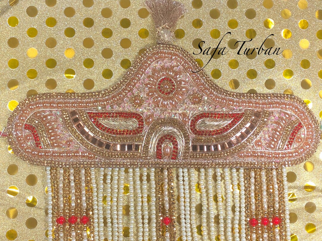 Indian Groom Sehra- Indian Wedding Accessories- Golden Sehra With White ...