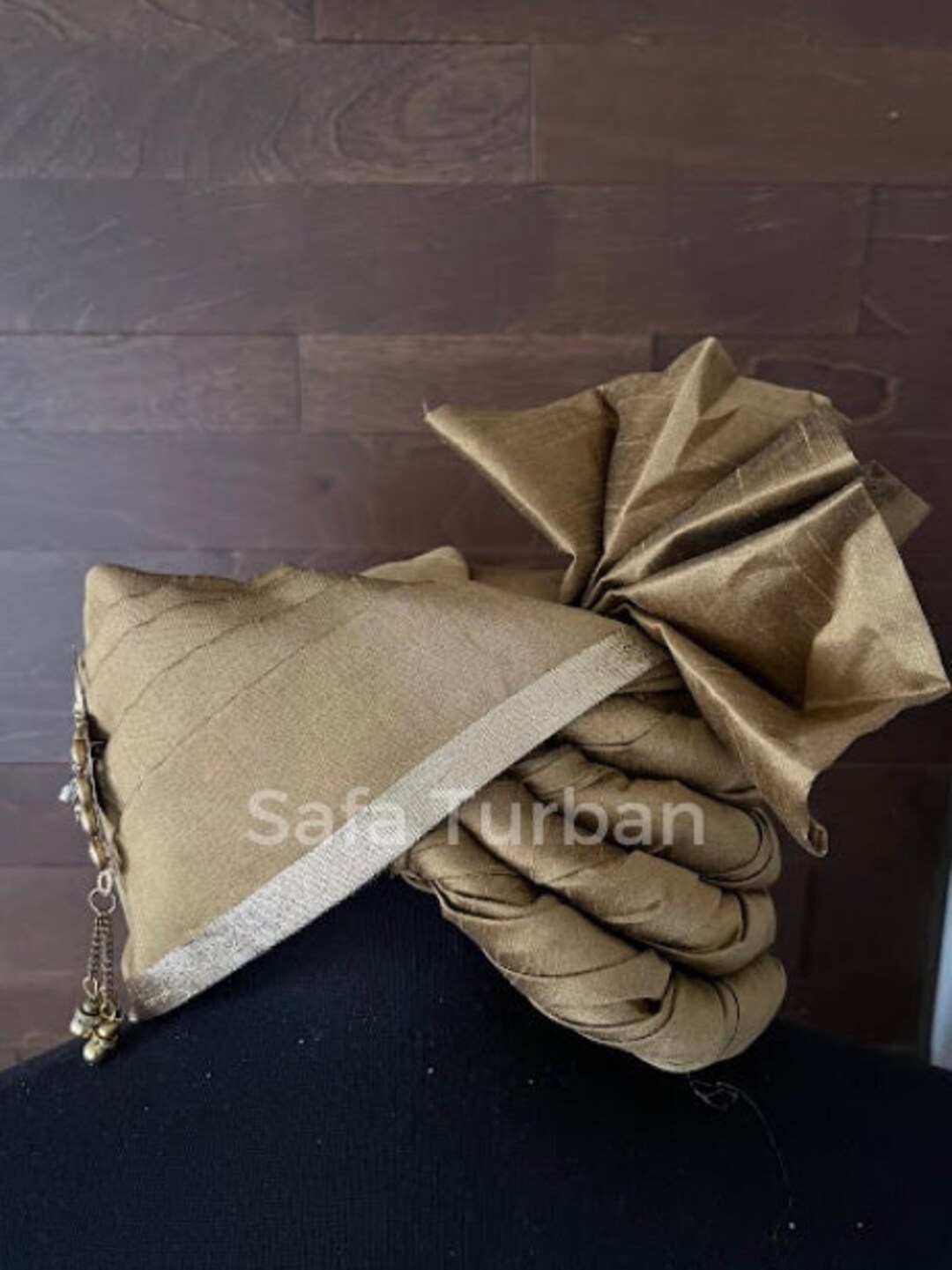 Indian Wedding- Raw Silk Fabric Handmade Safa for Groom in Golden ...