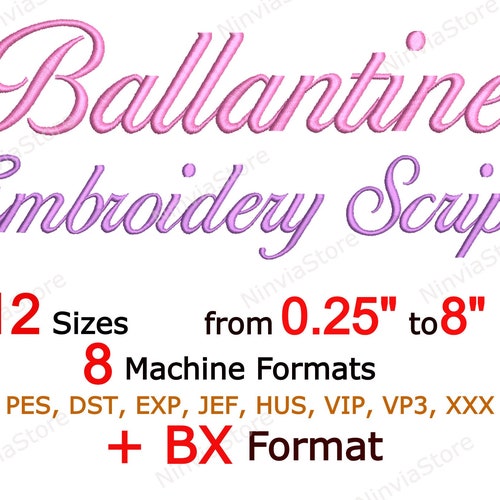 Fancy Script Machine Embroidery Font BX Sizes - Etsy