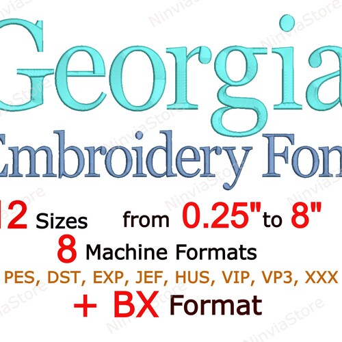 Georgia Machine Embroidery Font Alphabet 3 Sizes | Etsy