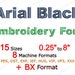 Arial Black Embroidery Font, Arial BX Font, Pe Font for Embroidery, PES ...