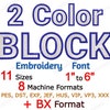 2 Color Block Embroidery Font, BX Font, Alphabet Machine Embroidery ...
