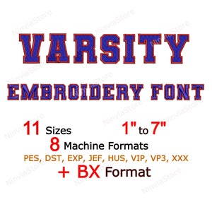 2 Color Varsity Embroidery Font BX Font Alphabet Machine - Etsy