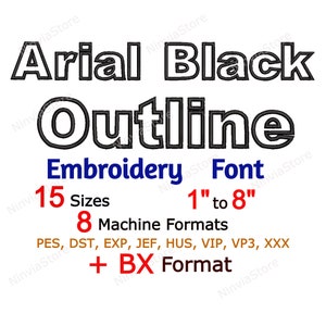 Arial Black Outline Embroidery Font BX, Alphabet Machine Embroidery ...