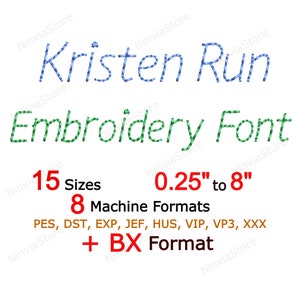 Run Script Embroidery Font, Run Stitch BX Font, Pe Font for Embroidery ...
