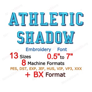 Athletic Shadow Embroidery Font, Monogram BX Font, Machine Embroidery ...