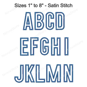 Narrow Block Applique Embroidery Font, Machine Embroidery Design ...