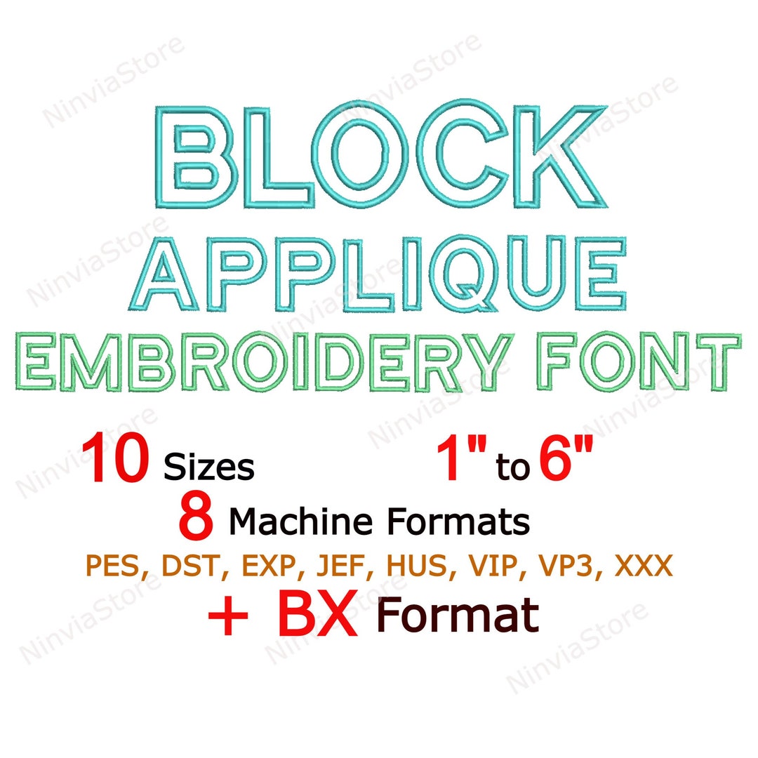 Block Applique Embroidery Font, Machine Embroidery Design, Monogram BX ...