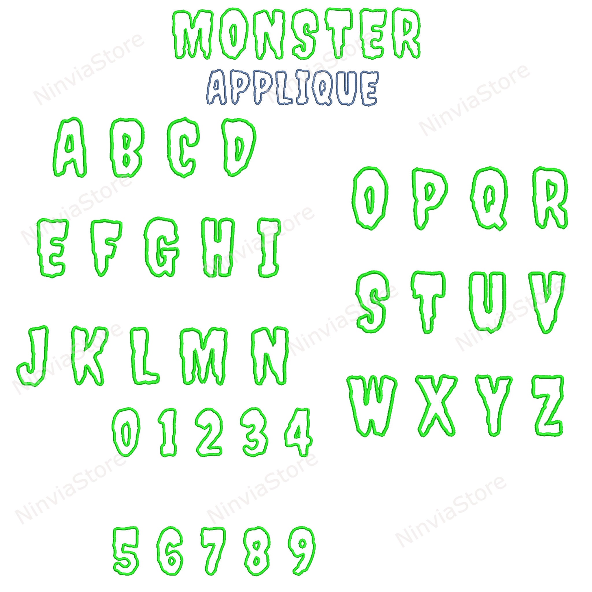 DST Applique Embroidery Fonts Bundle Applique Monogram - Etsy