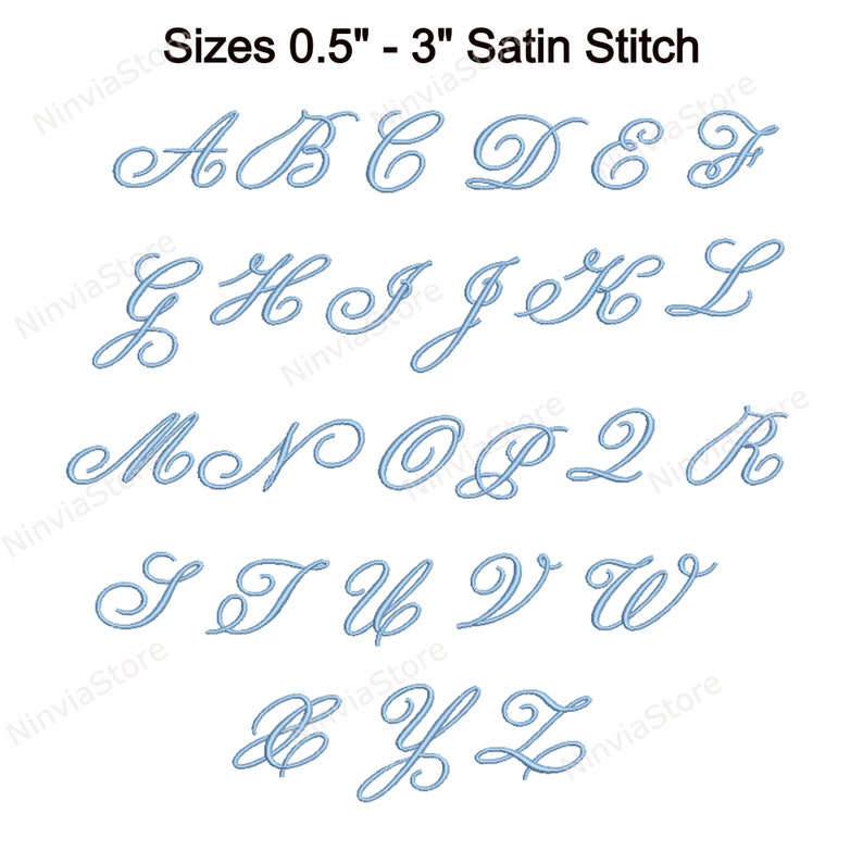Beautiful Embroidery Script Cursive Font Pe PES Monogram - Etsy