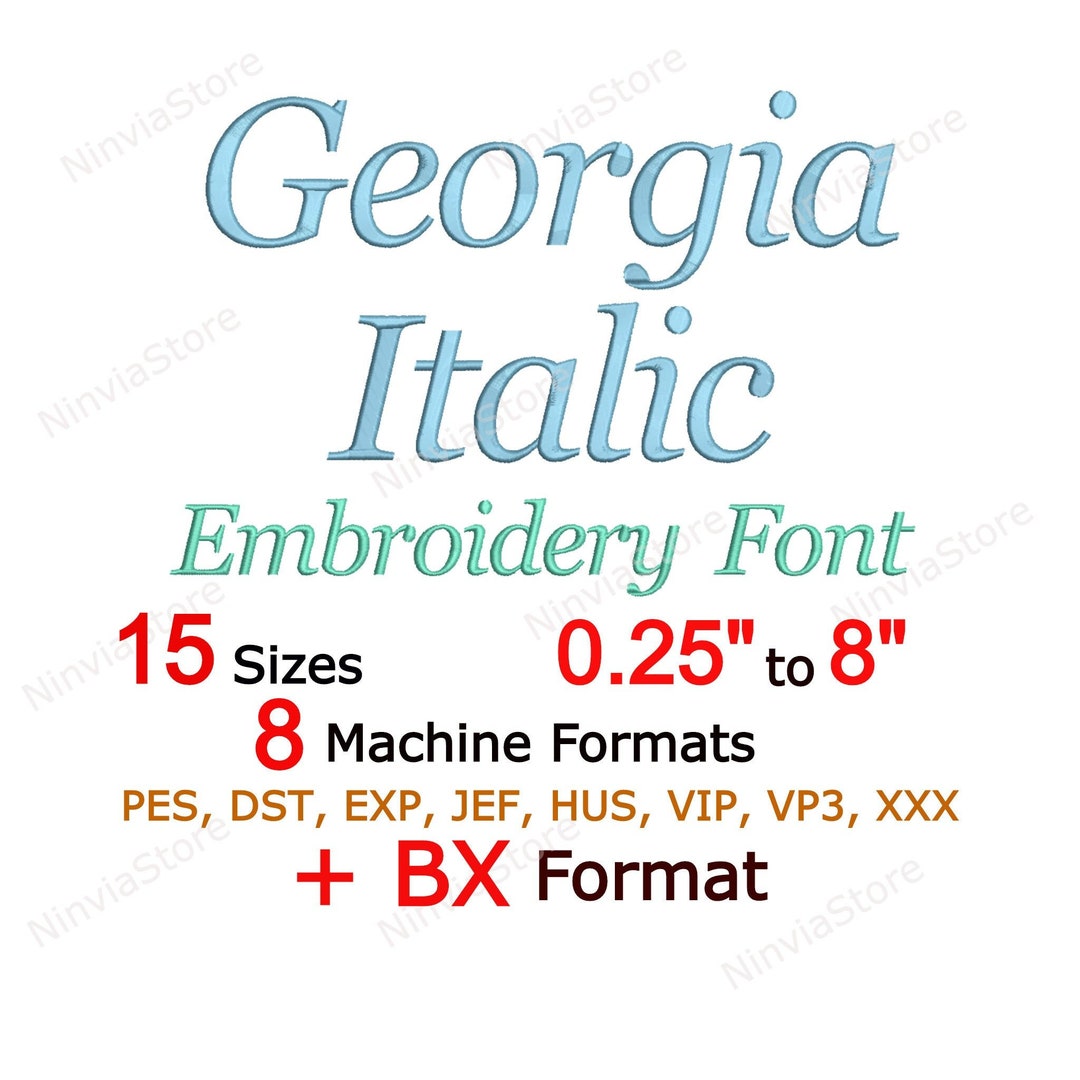 Georgia Italic Embroidery Font, Georgia BX Font, PES Monogram Alphabet ...