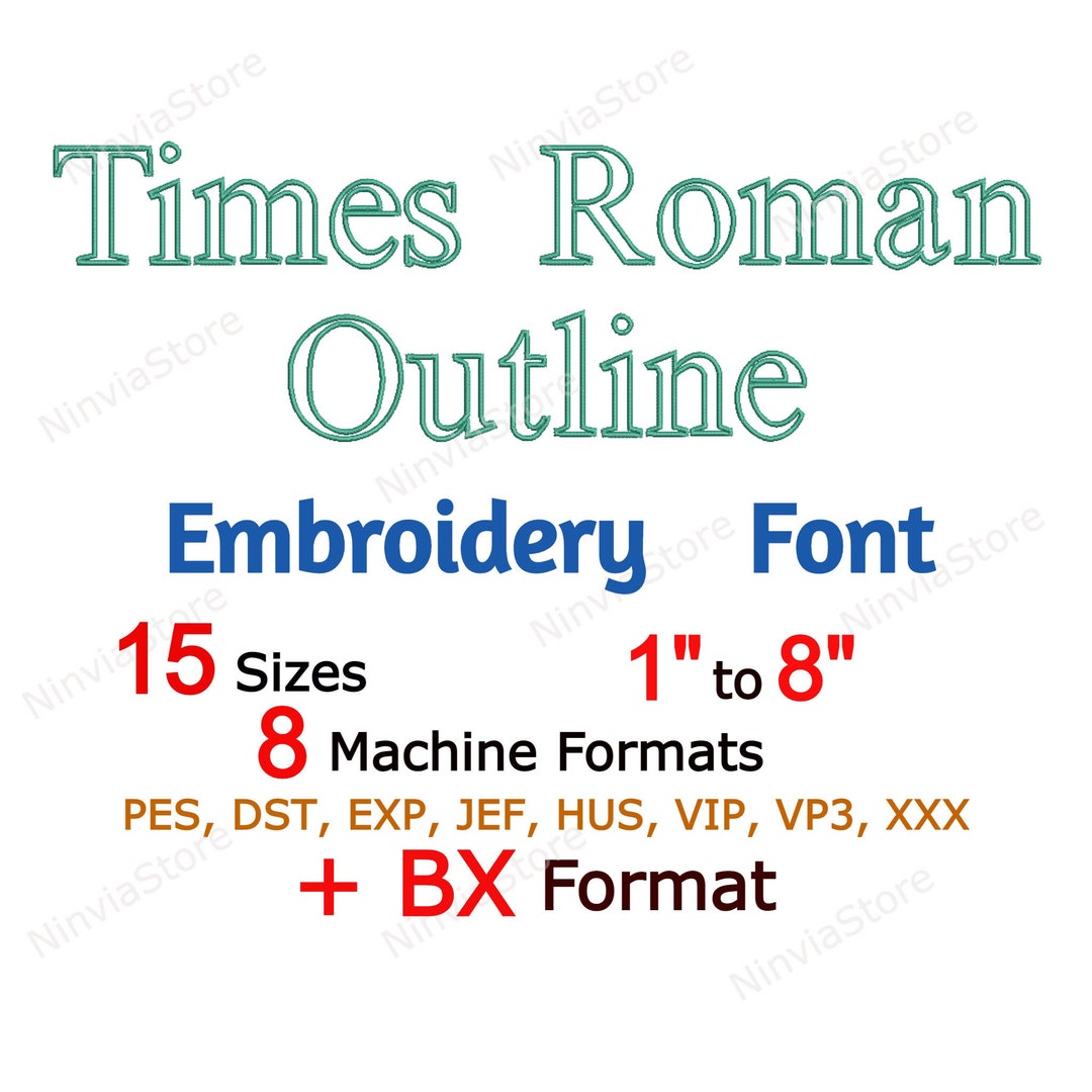 Times Roman Outline Embroidery Font BX, Alphabet Machine Embroidery ...