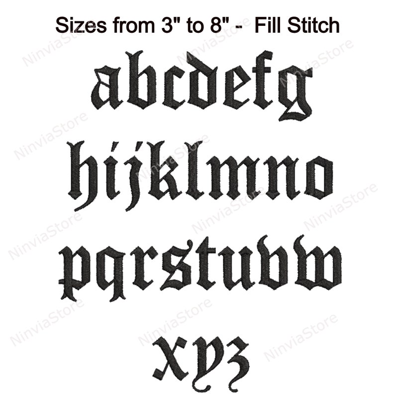Old English Embroidery Font Old England Machine Embroidery - Etsy