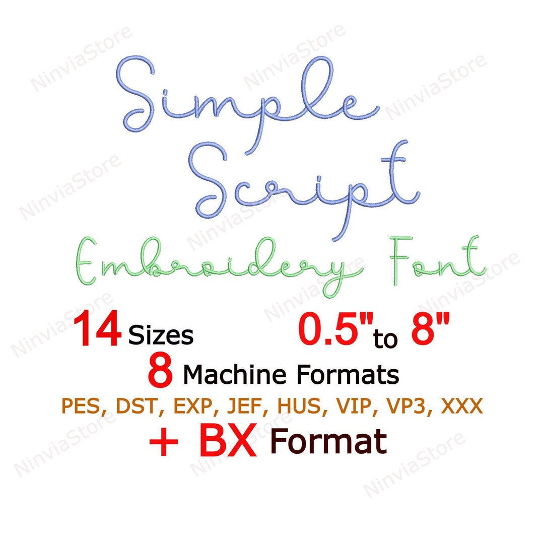 Simple Script Embroidery Font, PES Monogram Font Script Font, BX Font ...