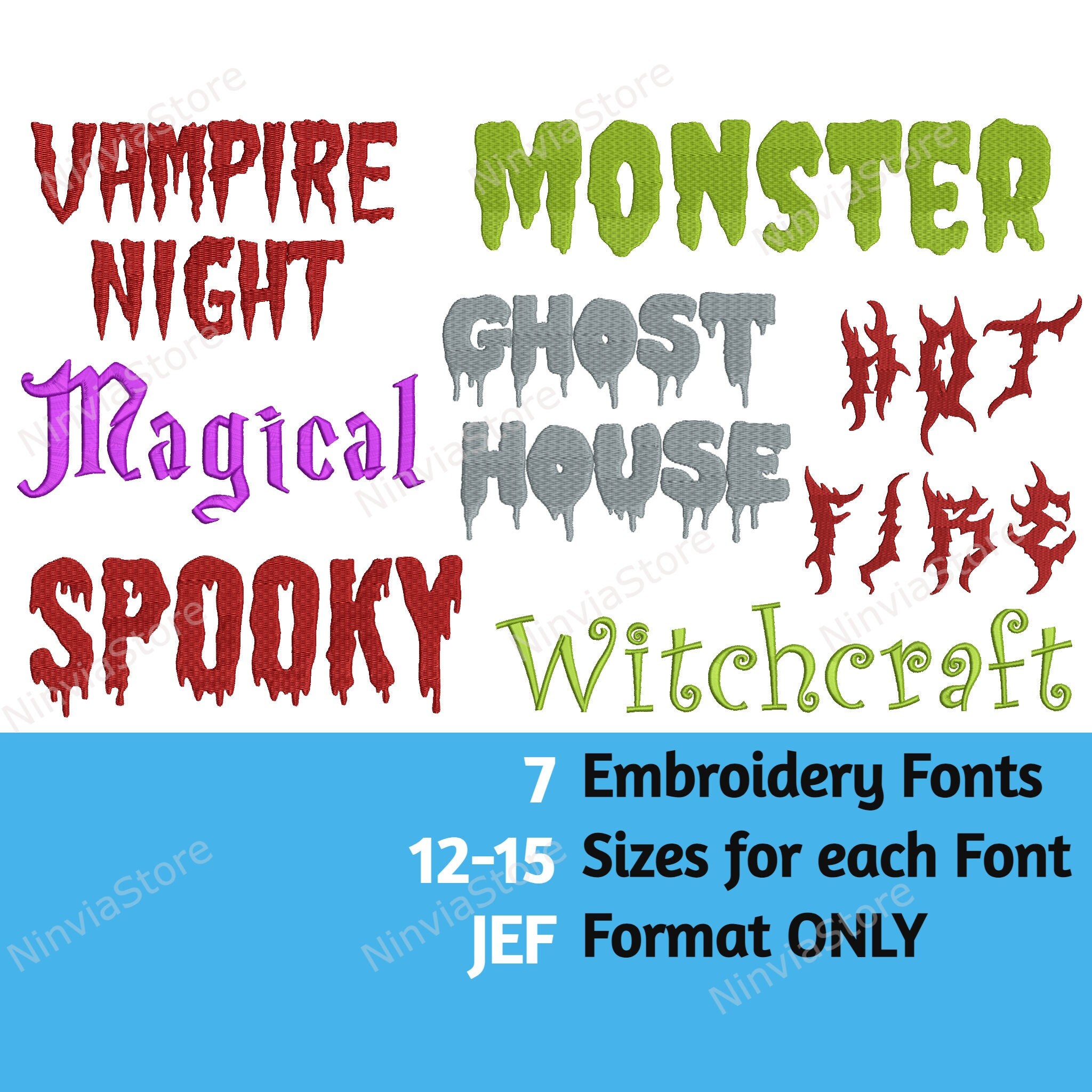 Halloween JEF Embroidery Font Bundle Kids Font Jef Machine - Etsy