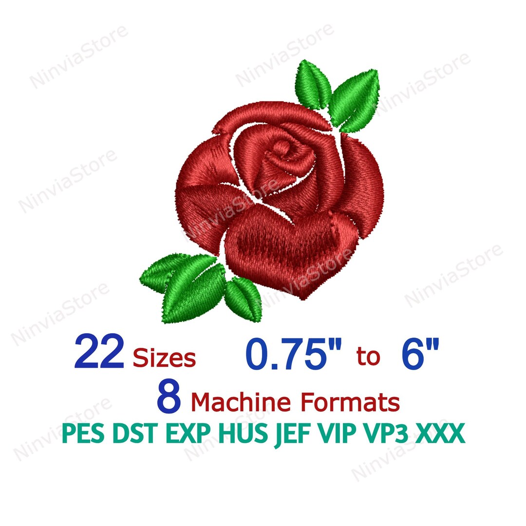 Rose Machine Embroidery Design, Rose Flower Machine Embroidery, Rose ...