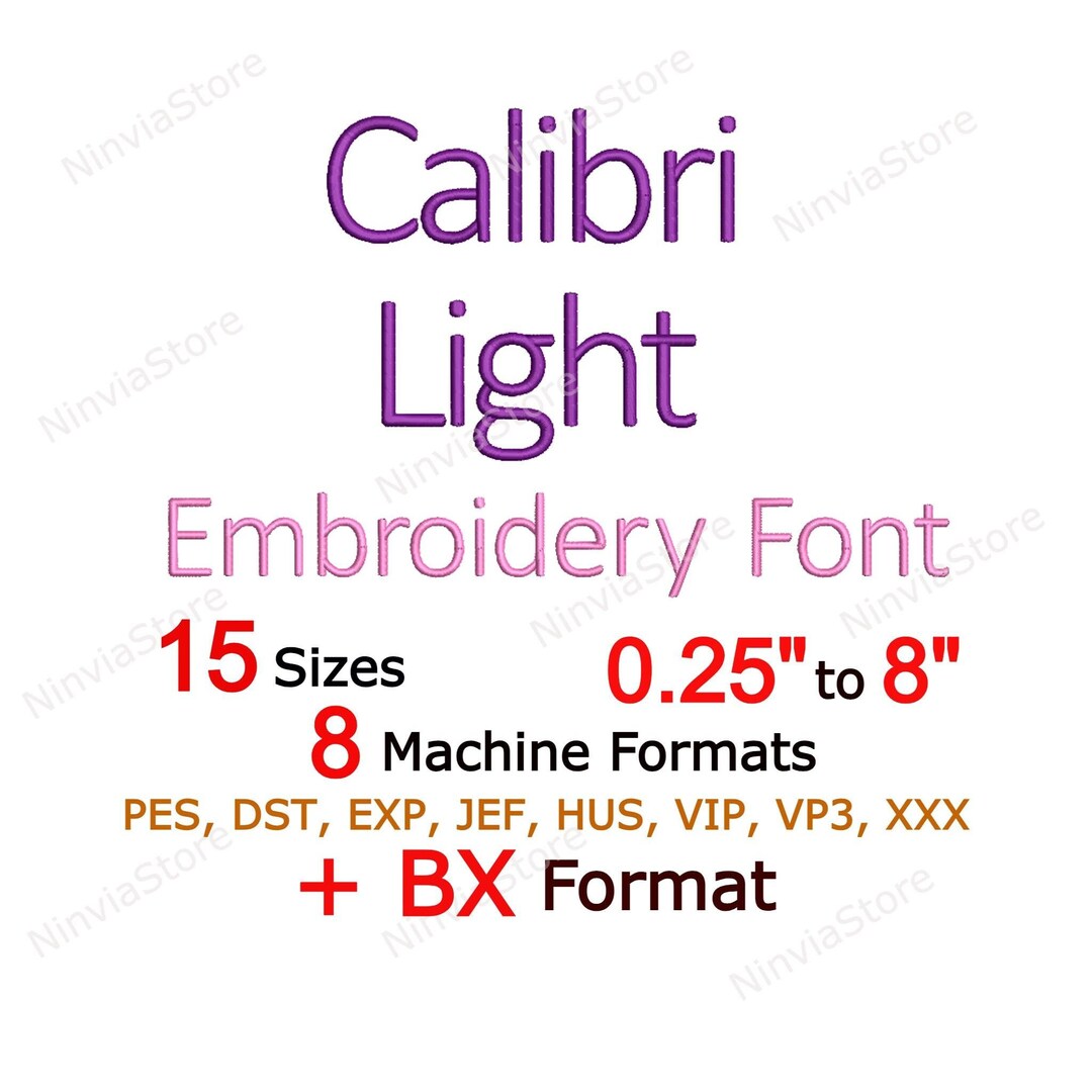 Calibri Light Embroidery Font, Machine Embroidery Design, Monogram BX Font, Alphabet, PES Font ...