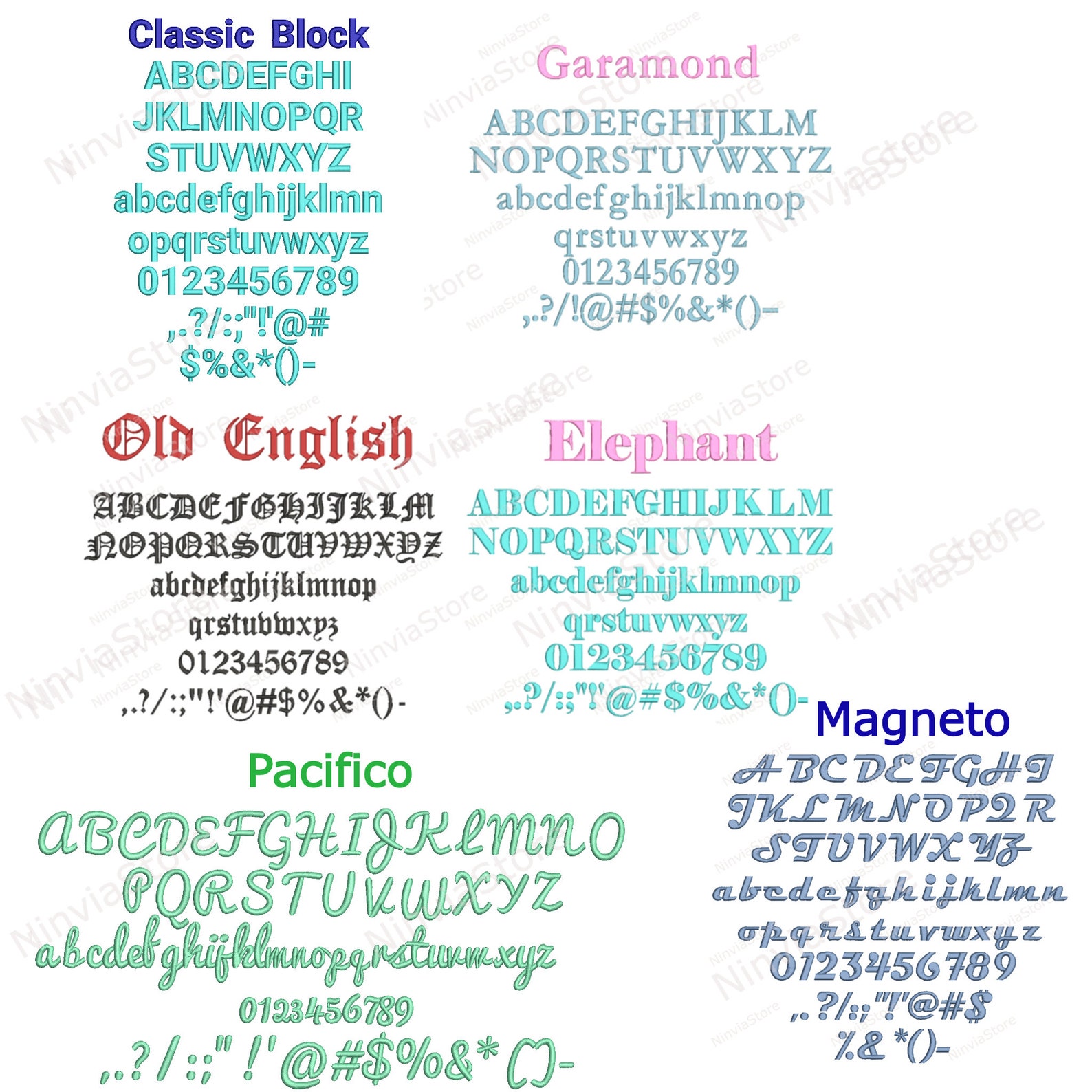 50 BX Embroidery Fonts 0.25" and 0.5" Size, Machine Embroidery Font BX ...