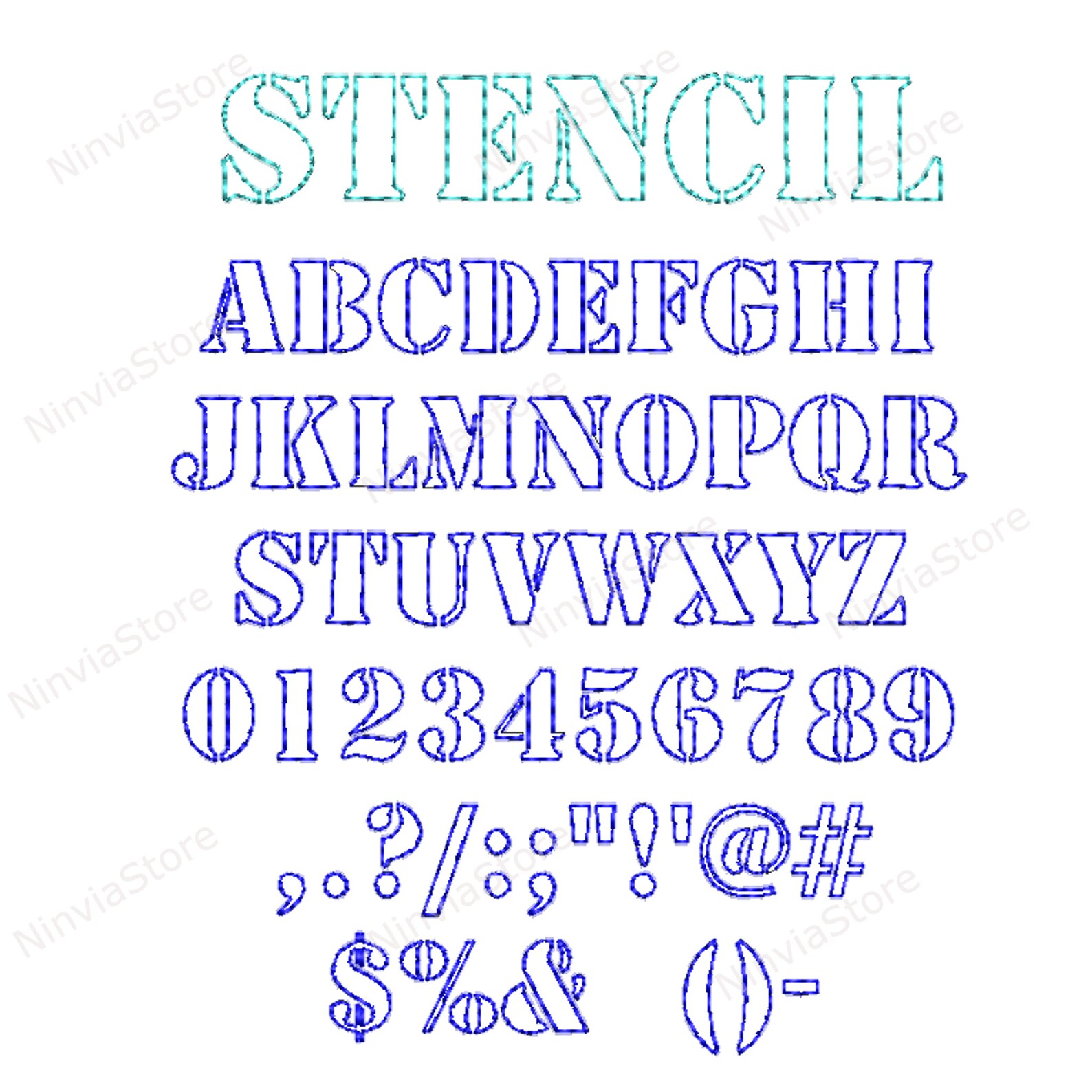 BX Embroidery Font Bundle, Outline Run Stitch Machine Embroidery Font ...